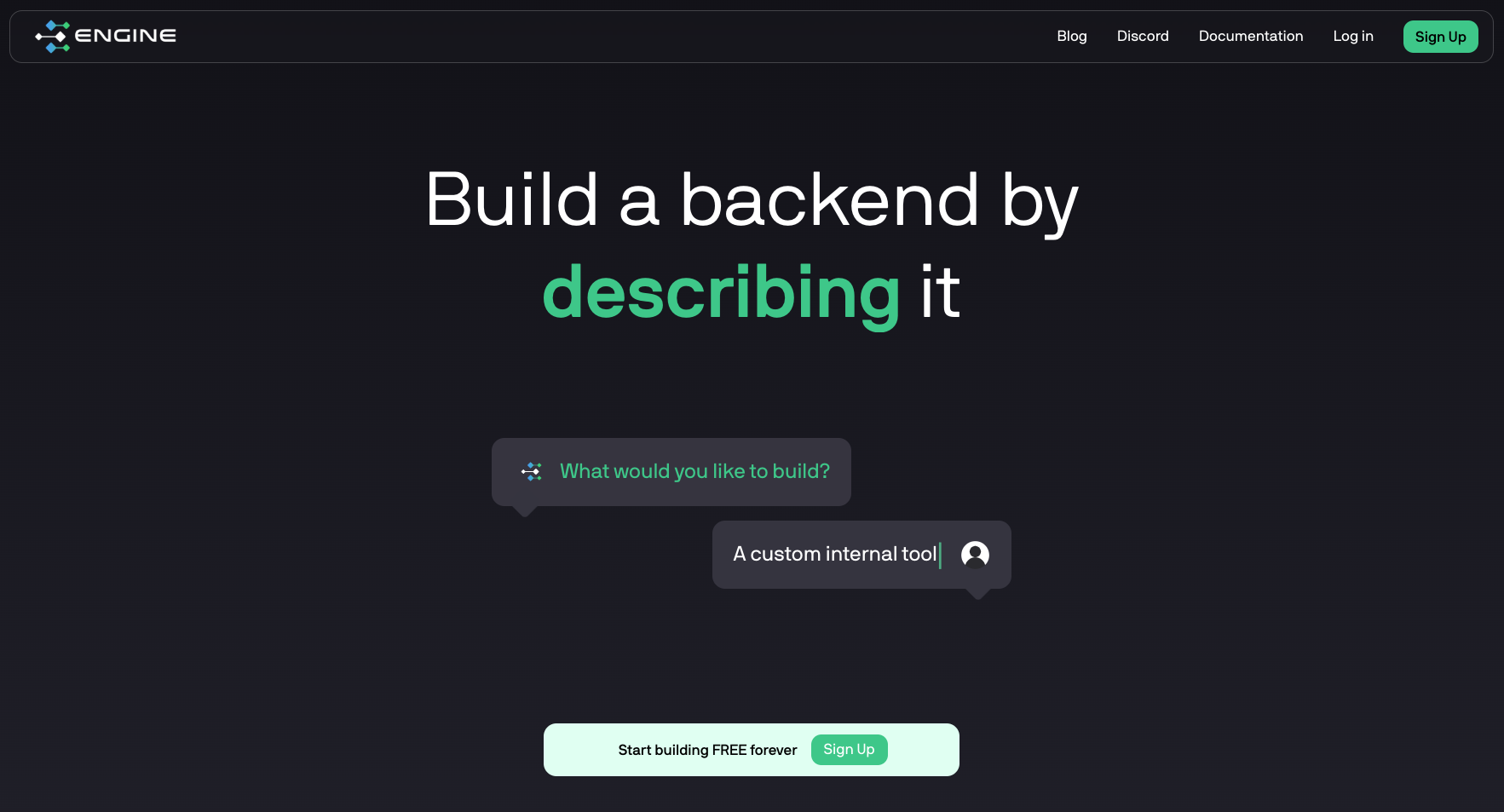 Build a backend by describing it